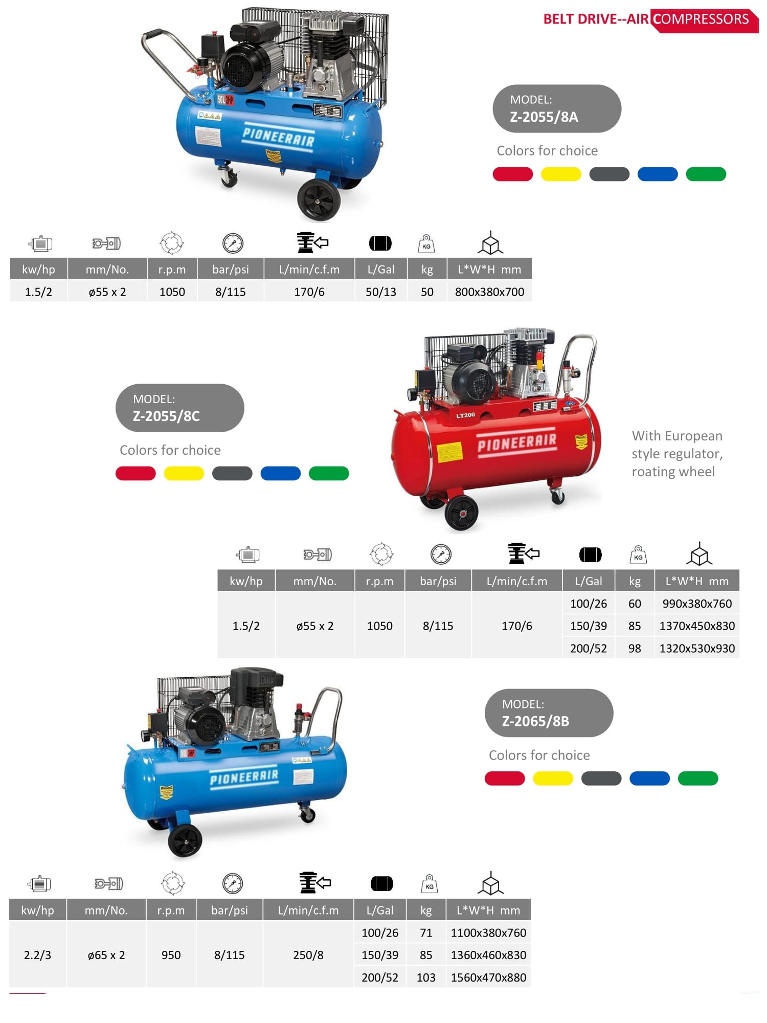 BELT DRIVE-AIR COMPRESSORS - Thiết Bị Khí Nén SMC - Chính Hãng 100%
